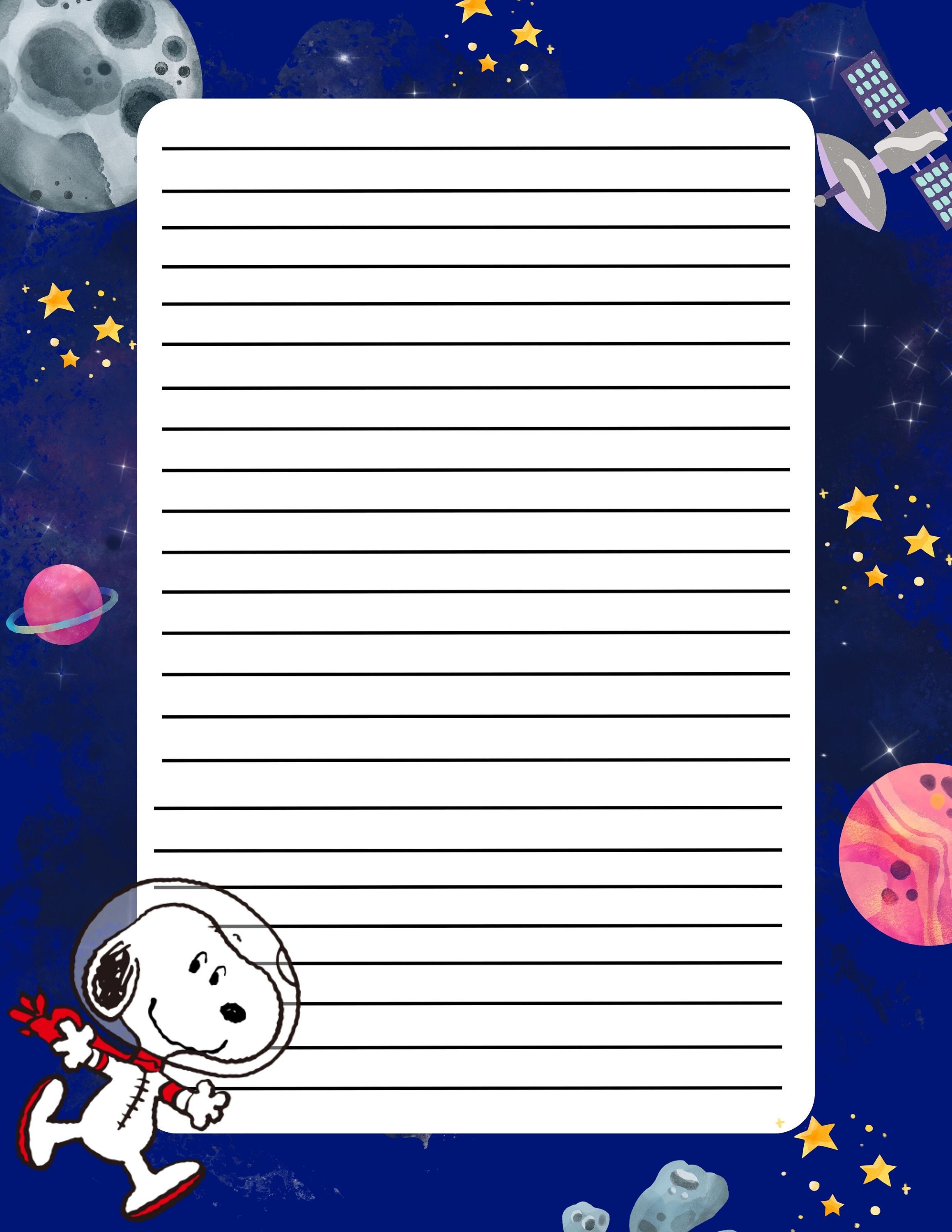 Snoopy Themed Collection #9 - Lined & Unlined - Memo and Letter Sized ...