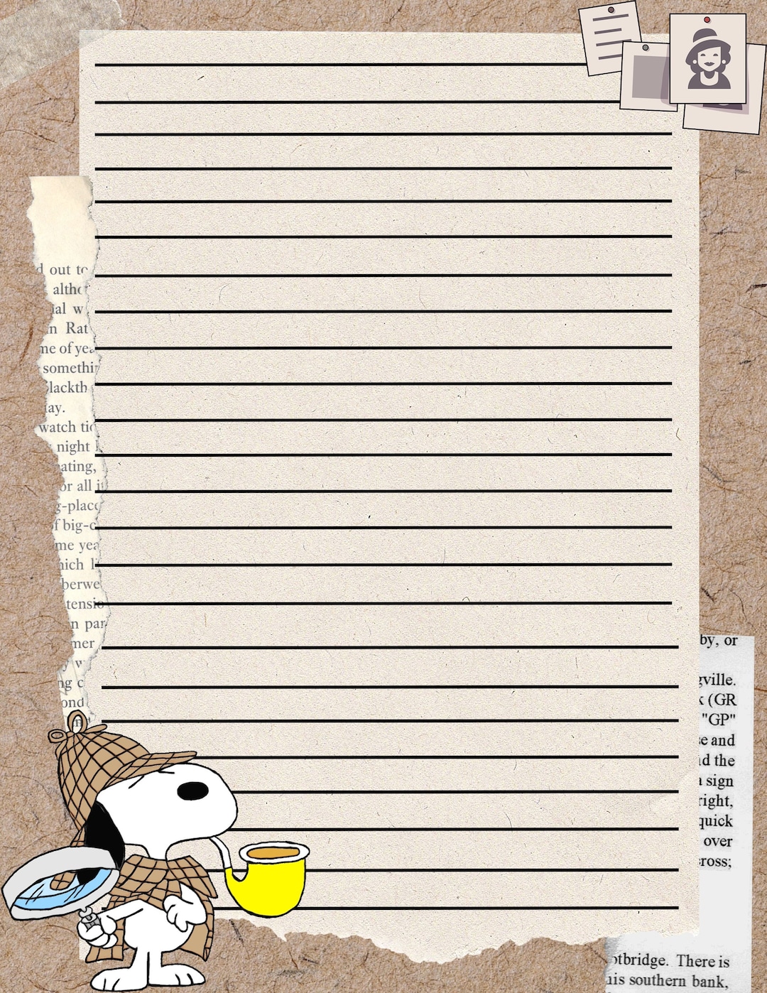Snoopy Themed Collection #4 - Lined & Unlined - Memo and Letter Sized ...