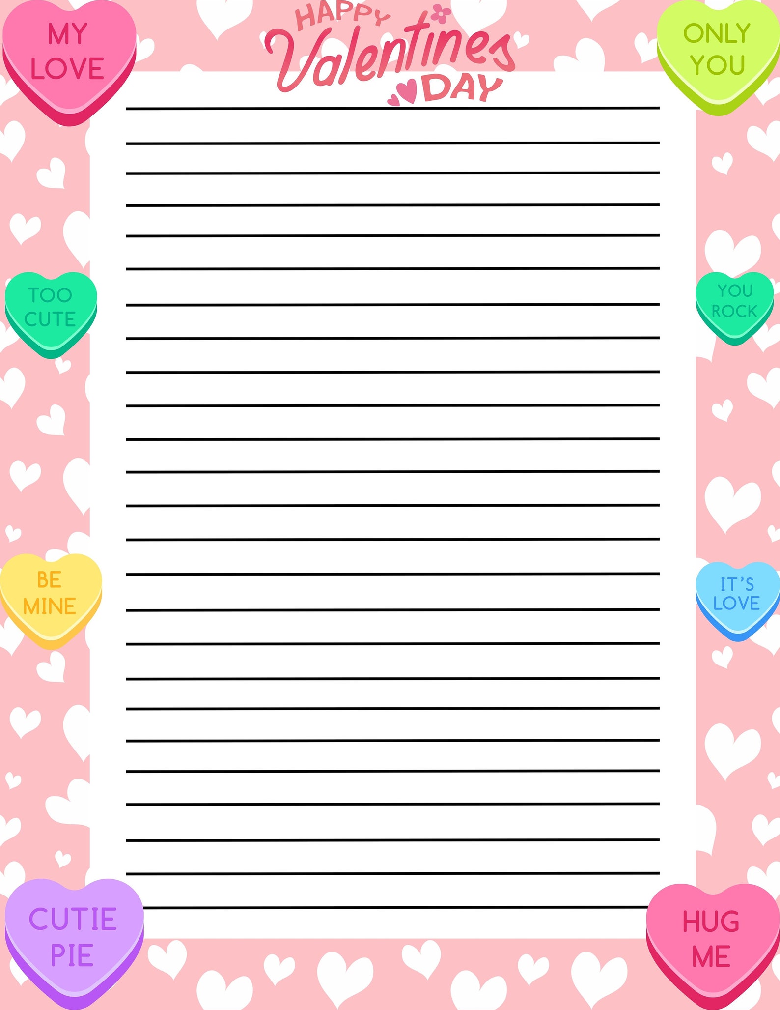 Valentines Themed Collection #10 - Lined & Unlined - Memo and Letter ...