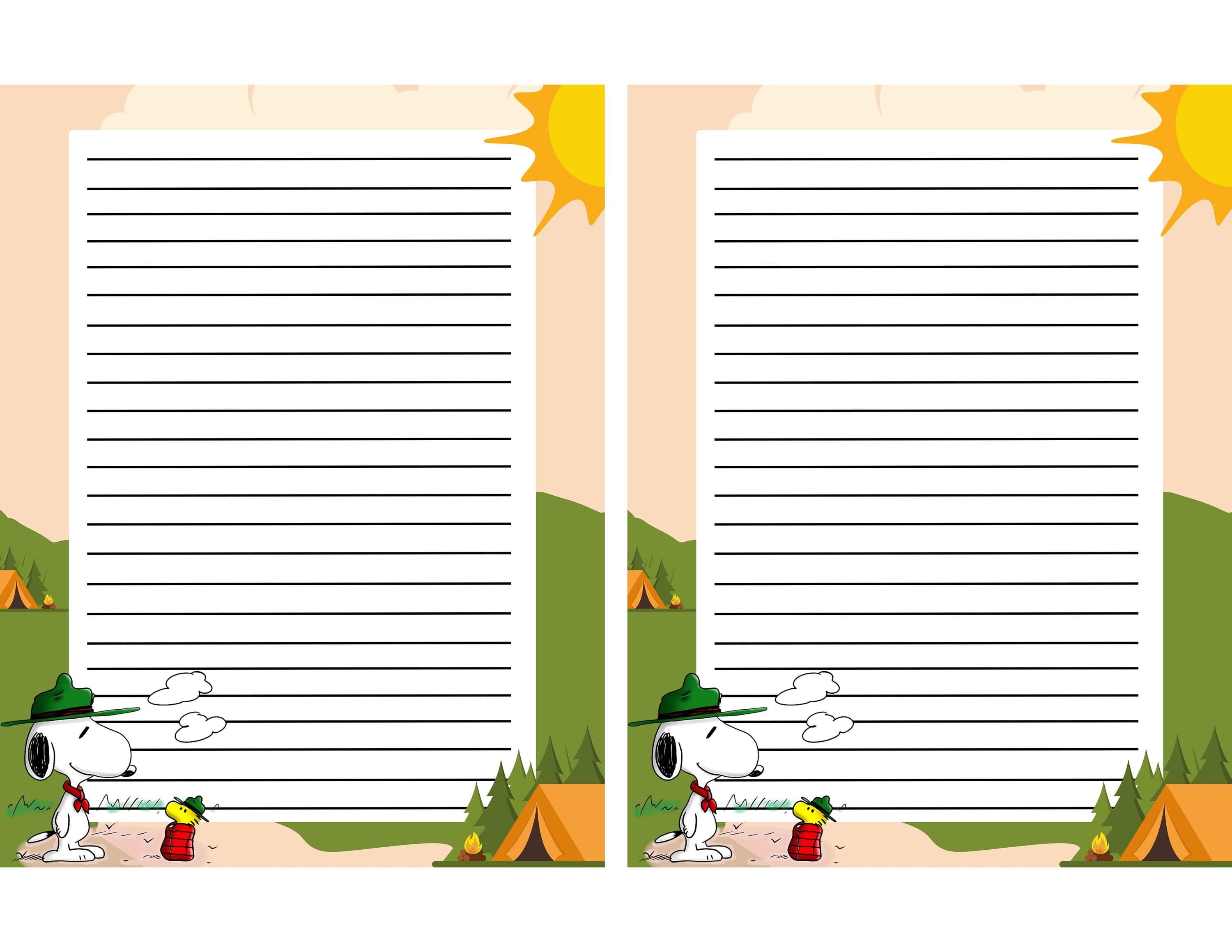 Snoopy Themed Collection #2 - Lined & Unlined - Memo and Letter Sized ...