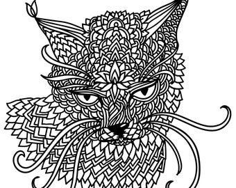 6 Pack Stress Relief Coloring Pages, Kitten Digital Print, Detailed ...