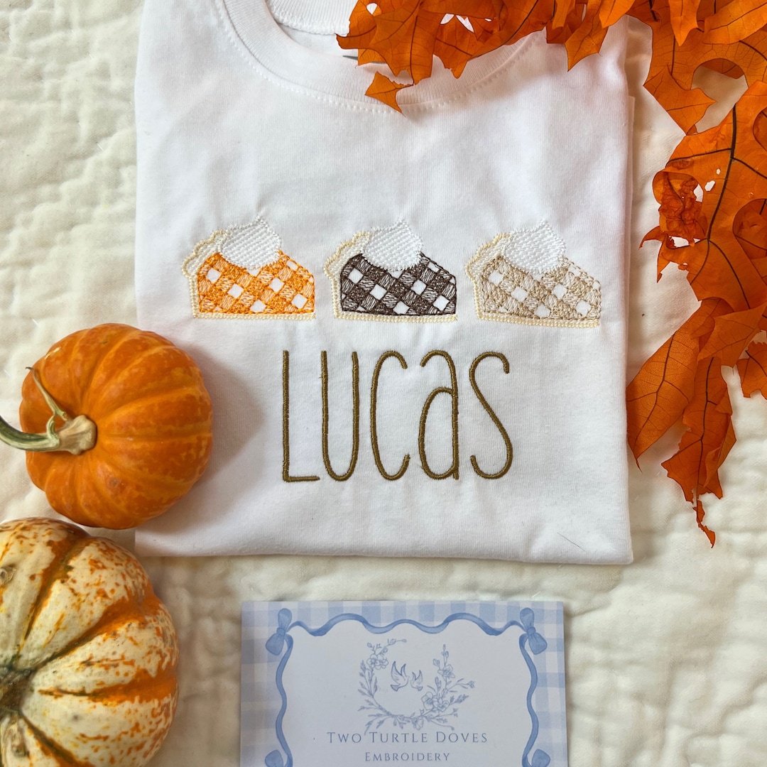 Embroidered Pie Gingham Trio Shirt, Custom Thanksgiving Themed Shirt ...
