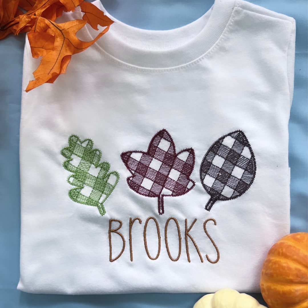 Embroidered Autumn Leaves Shirt, Custom Fall Themed, Personalized ...