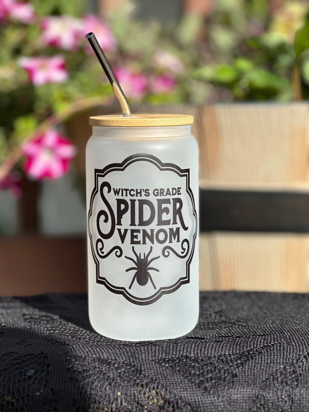 Spider Venom Halloween 16oz Frosted Glass | Potion Bottle Label Look on ...