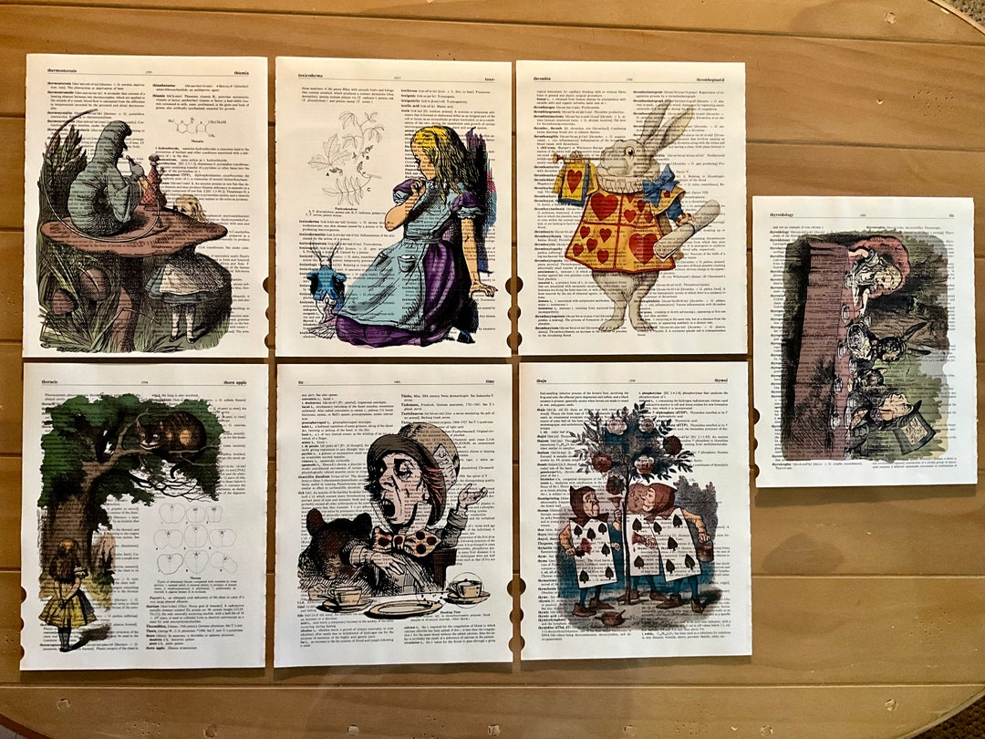 Alice and Wonderland Dictionary Art, Alice and Wonderland Vintage Wall ...