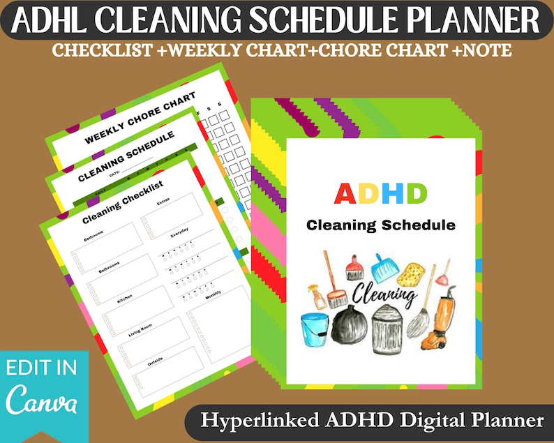 Editable ADHD Cleaning Checklist Bundle, ADHD Chore Chart, Deep ...