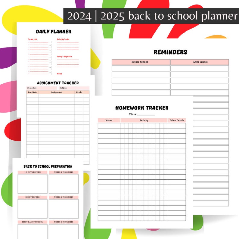 Student Planner Printable, ADHD Student Planner Template, Middle School ...