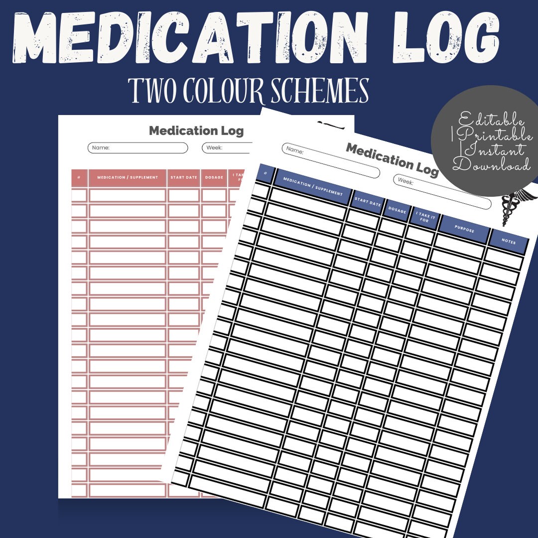 Editable Medication Schedule Printable Easy Medicine Chart Medication ...