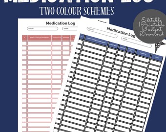 Medication Schedule Printable Medicine Chart Monthly Medication Log ...