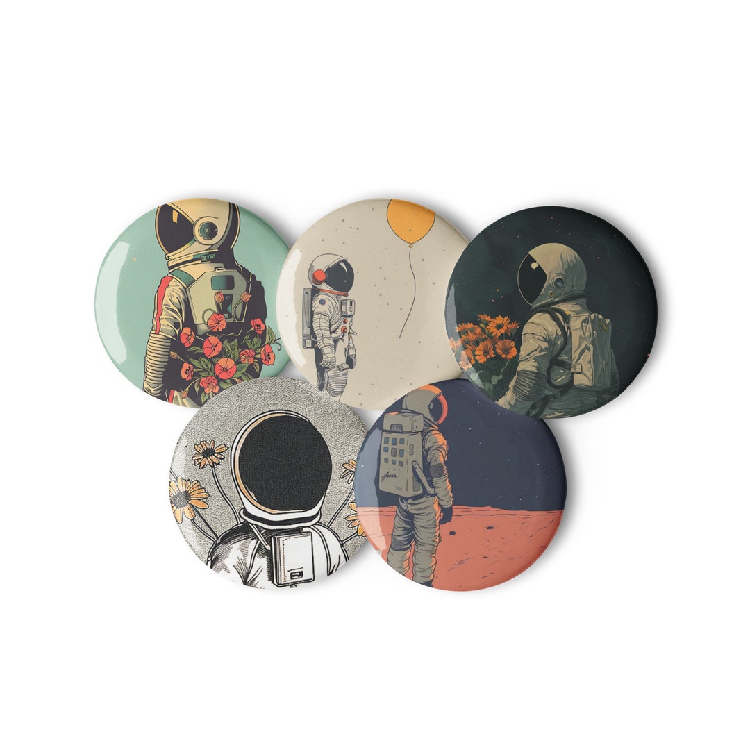 Astronaut in Space Pin Button Series Space Backpack Accessory Pins ...
