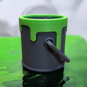 Colorful Paint Bucket Pen & Pencil Holder With 3 Slots - Dripping Paint ...