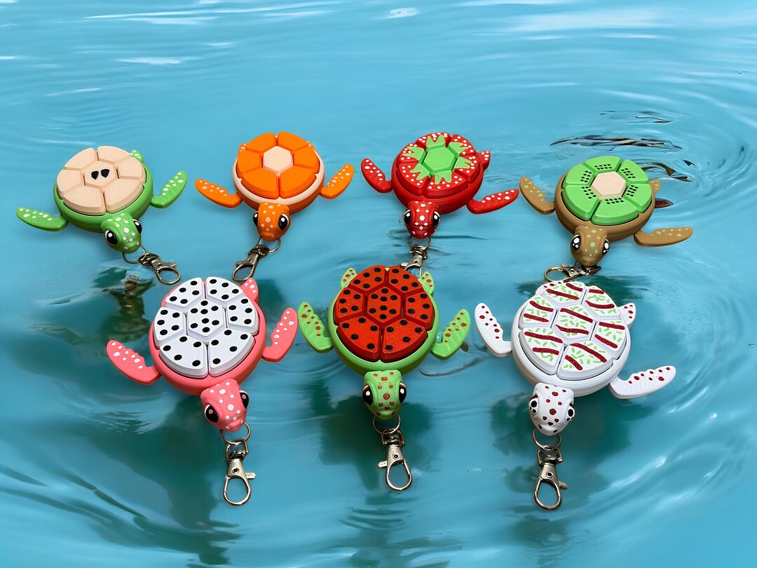 Fruit-inspired Fidget Turtle Keychains - Clickable Shells - Fun Stress ...