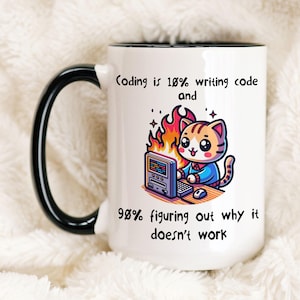 Programmer Cat, Computer Coffee Mug, Software Engineer Funny Gift, Coding Mug, Programming Code ...