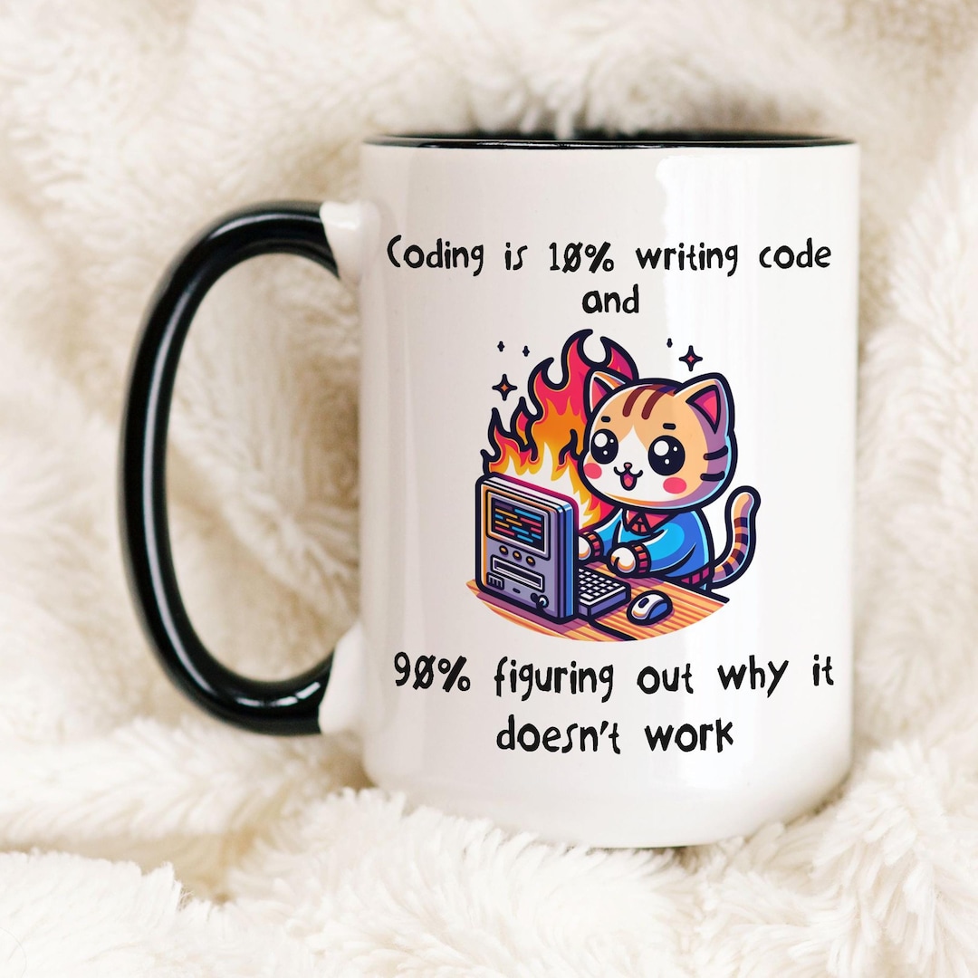 Programmer Cat, Computer Coffee Mug, Software Engineer Funny Gift, Coding Mug, Programming Code ...
