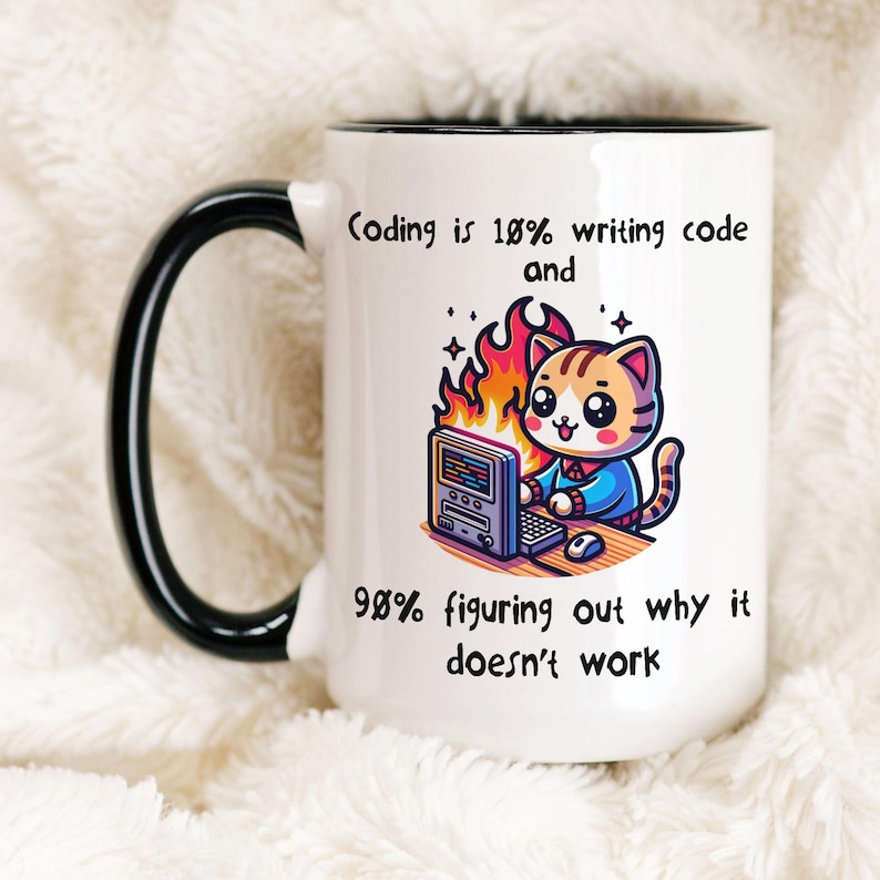 Programmer Cat, Computer Coffee Mug, Software Engineer Funny Gift, Coding Mug, Programming Code ...