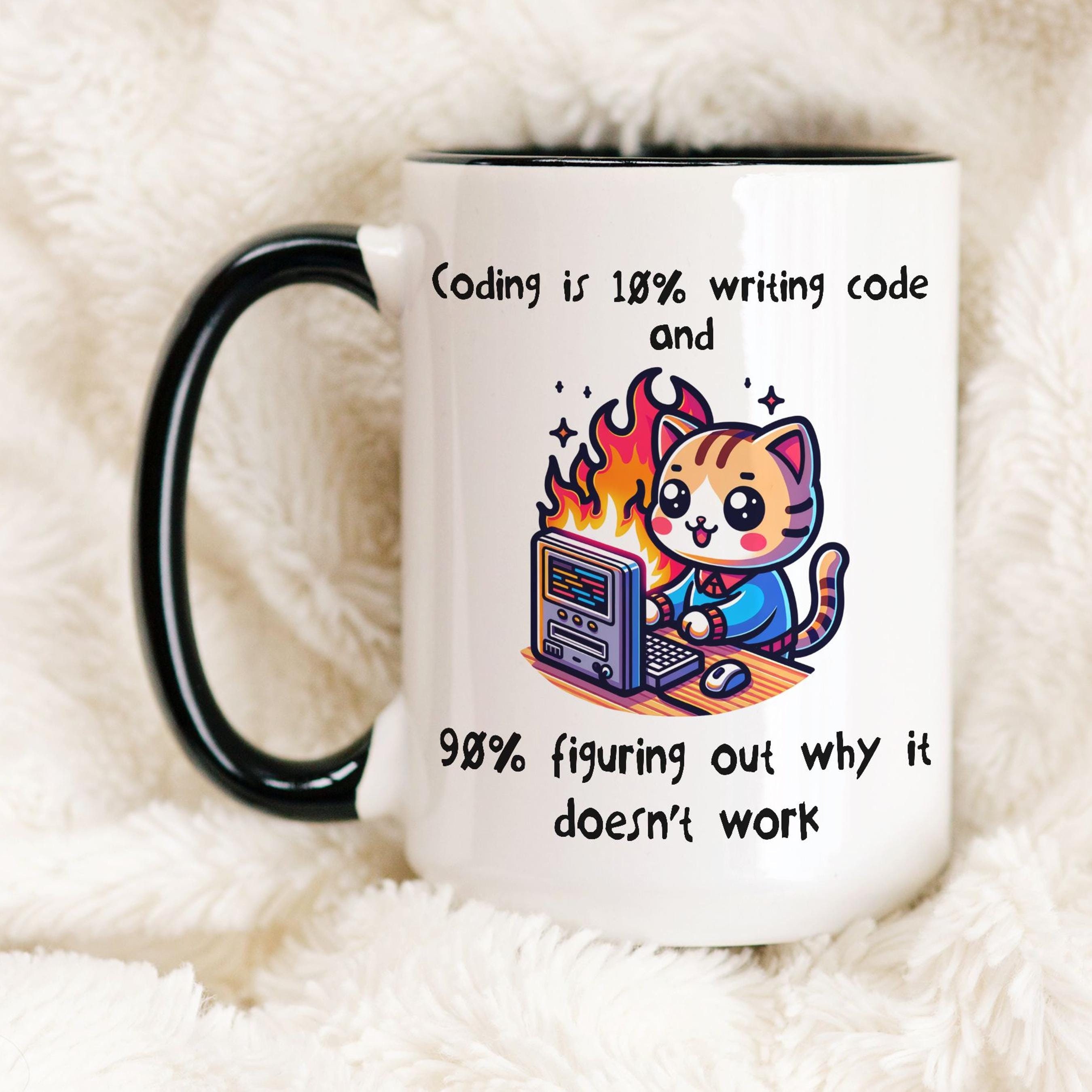 Programmer Cat, Computer Coffee Mug, Software Engineer Funny Gift, Coding Mug, Programming Code ...