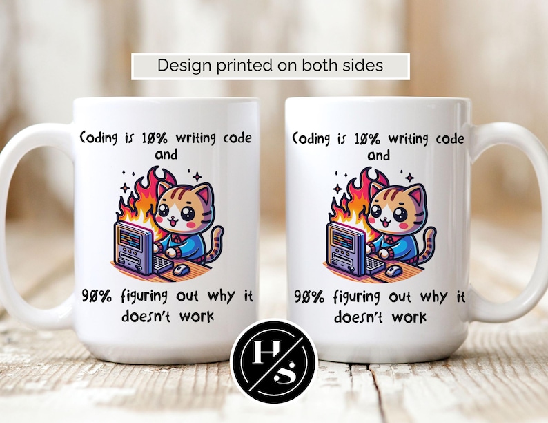 Programmer Cat, Computer Coffee Mug, Software Engineer Funny Gift, Coding Mug, Programming Code ...