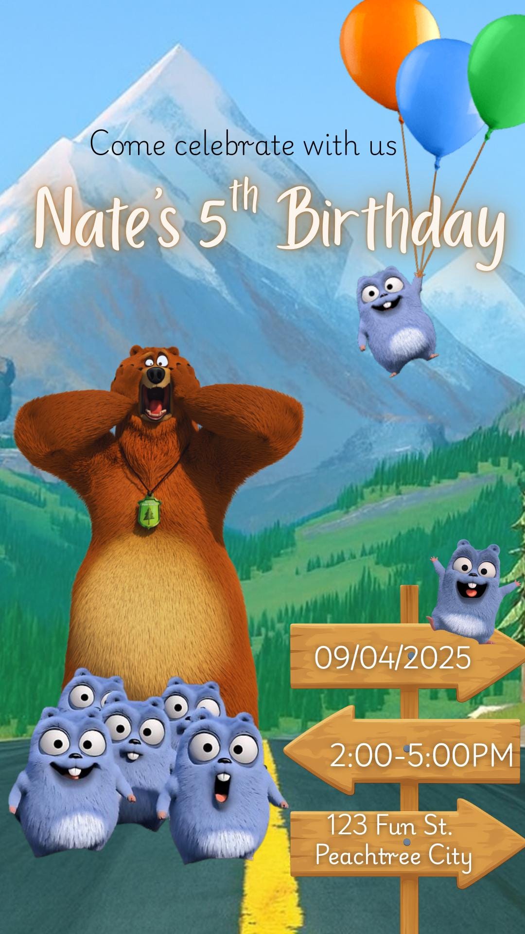 Grizzy and the Lemmings Birthday Invitation – Editable – Digital Canva ...