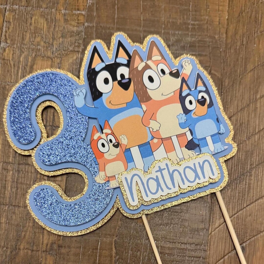 Bluey Birthday Cake Topper Personalized | custom Name & age | handmade ...
