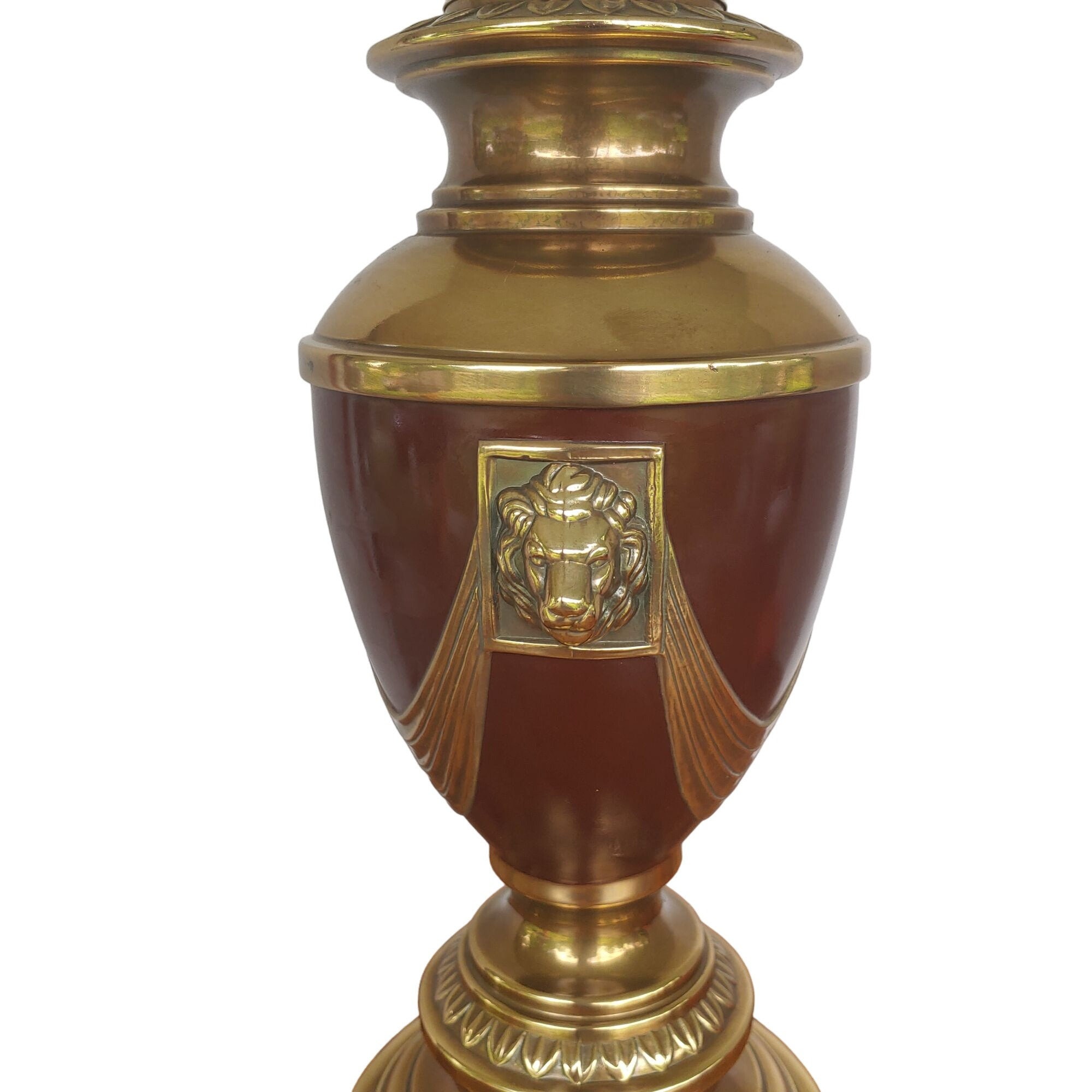 Leviton Solid Bronze Brass Revival Table Lamp With 3 Lion Heads Mid ...