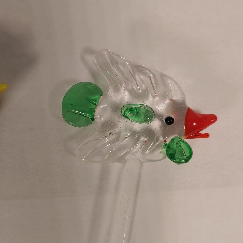 Handcrafted Glass Fish Drink Stirrers Set of 7 Vibrant Colors Fun Bar ...