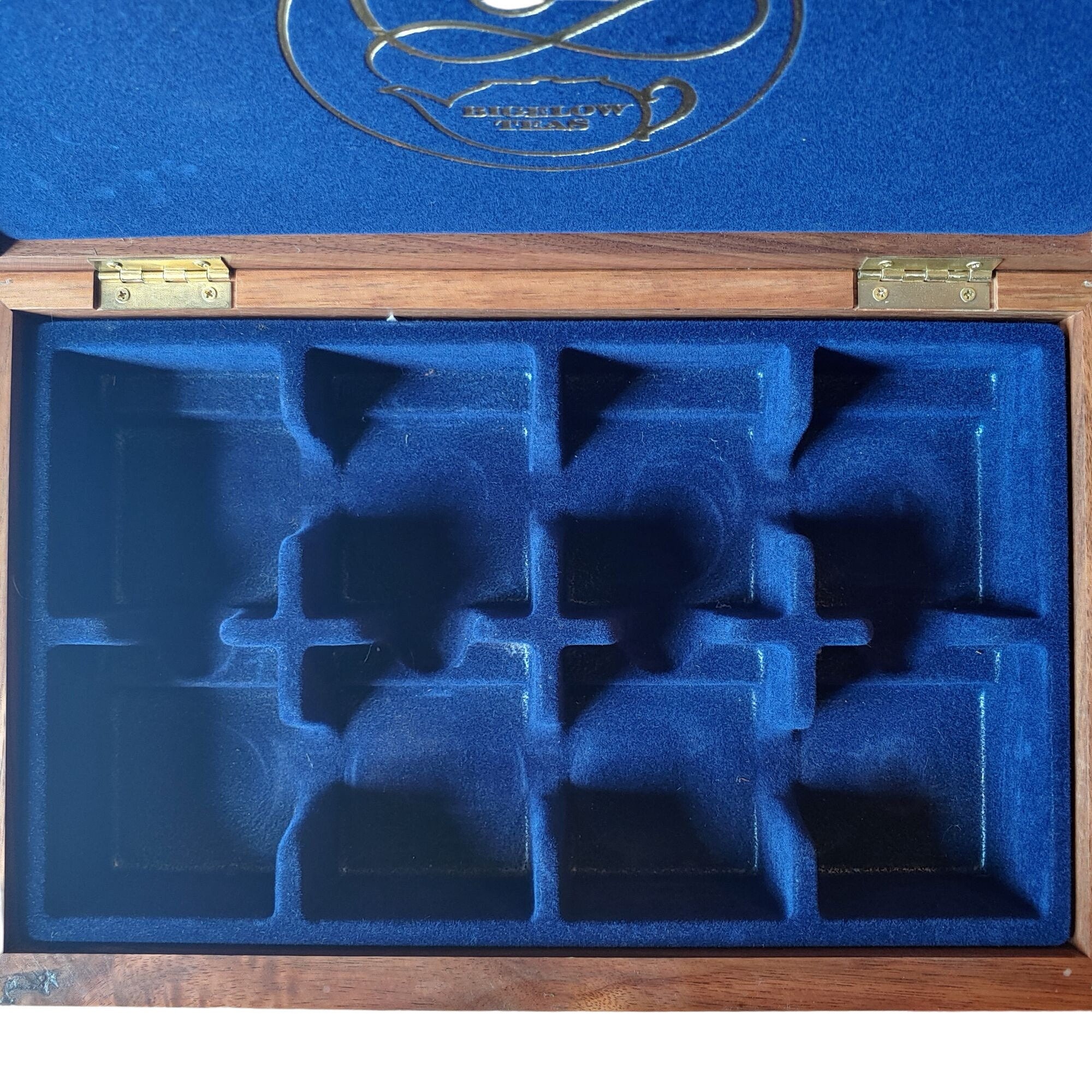 Bigelow Tea Chest Holder Wood Box Organizer 8 Felt Divided Compartments ...