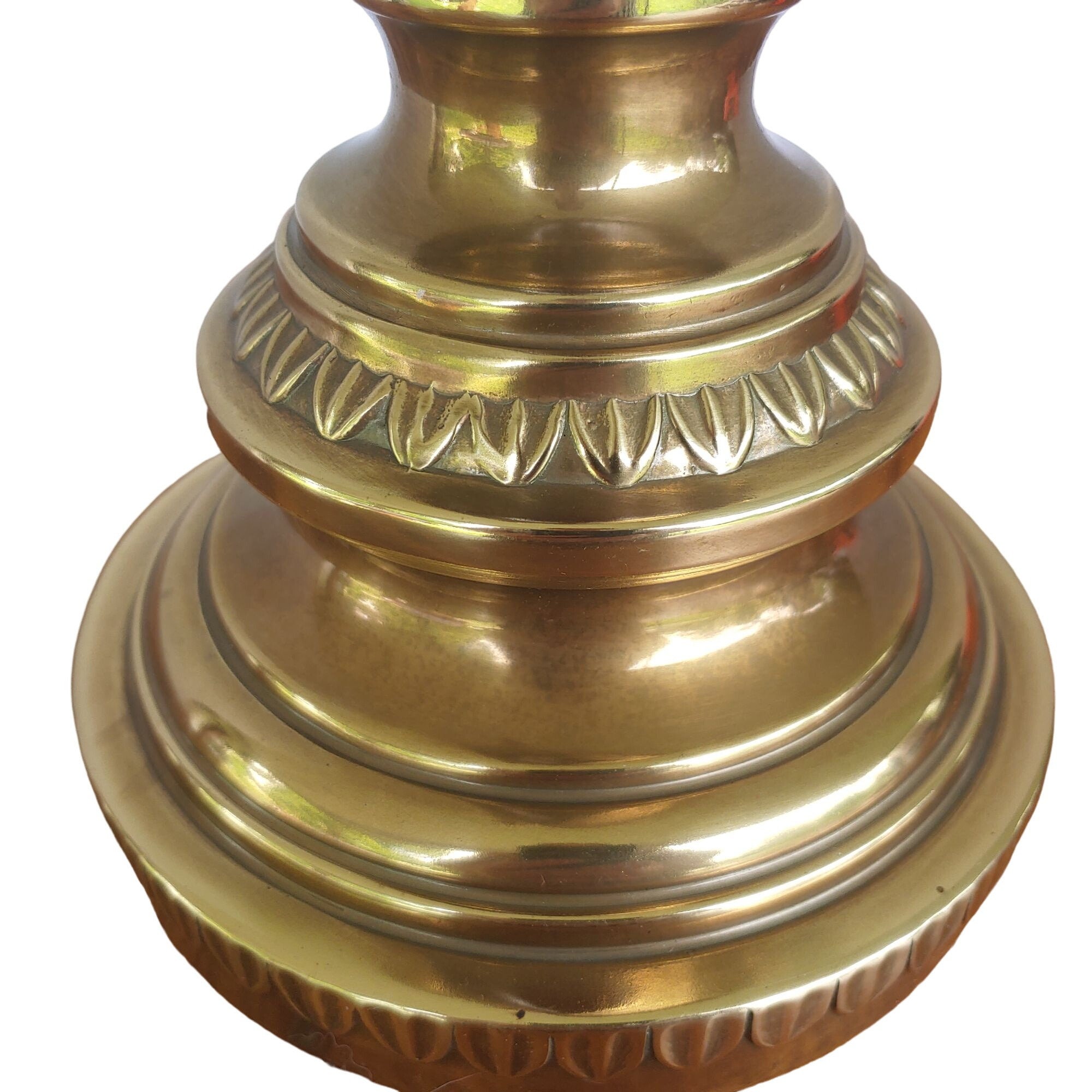 Leviton Solid Bronze Brass Revival Table Lamp With 3 Lion Heads Mid ...