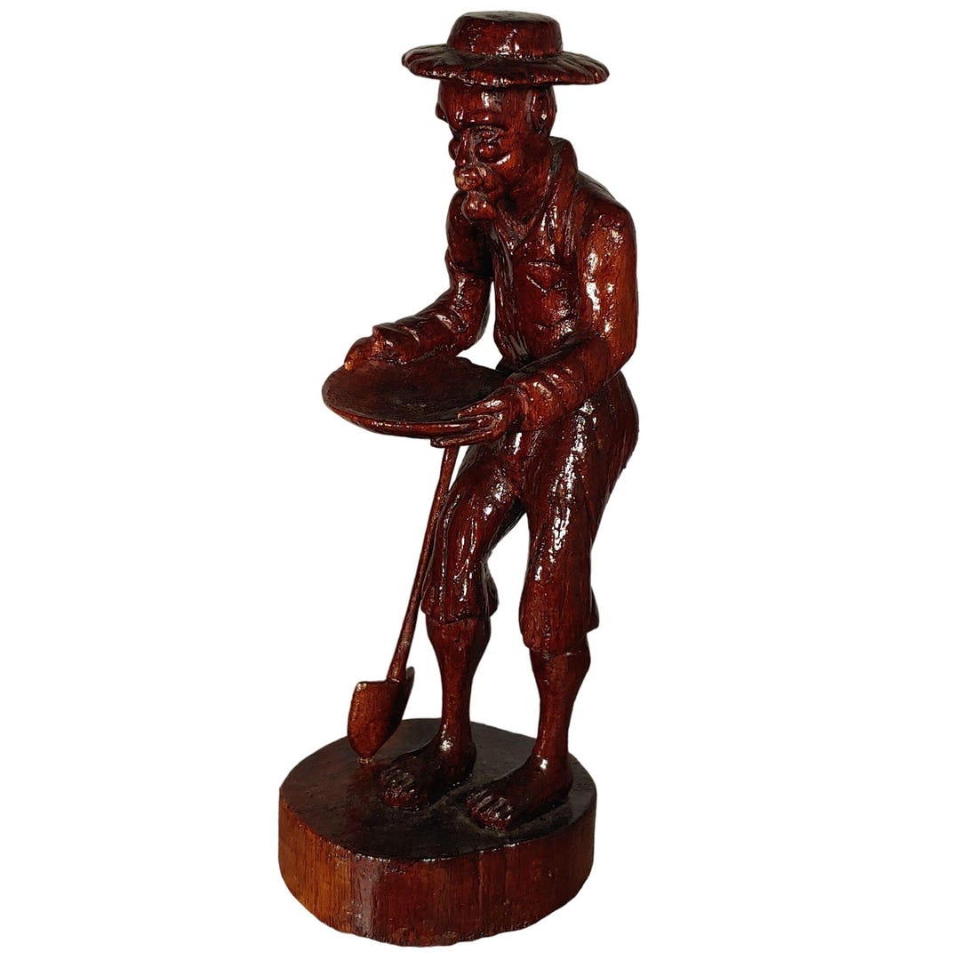 Vintage Hand-carved Wooden Gold Panning Prospector Statue - 12" Tall - Etsy