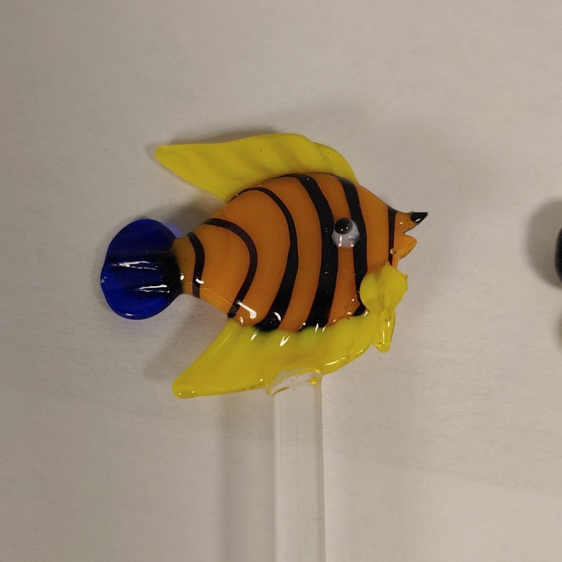 Handcrafted Glass Fish Drink Stirrers Set of 7 Vibrant Colors Fun Bar ...