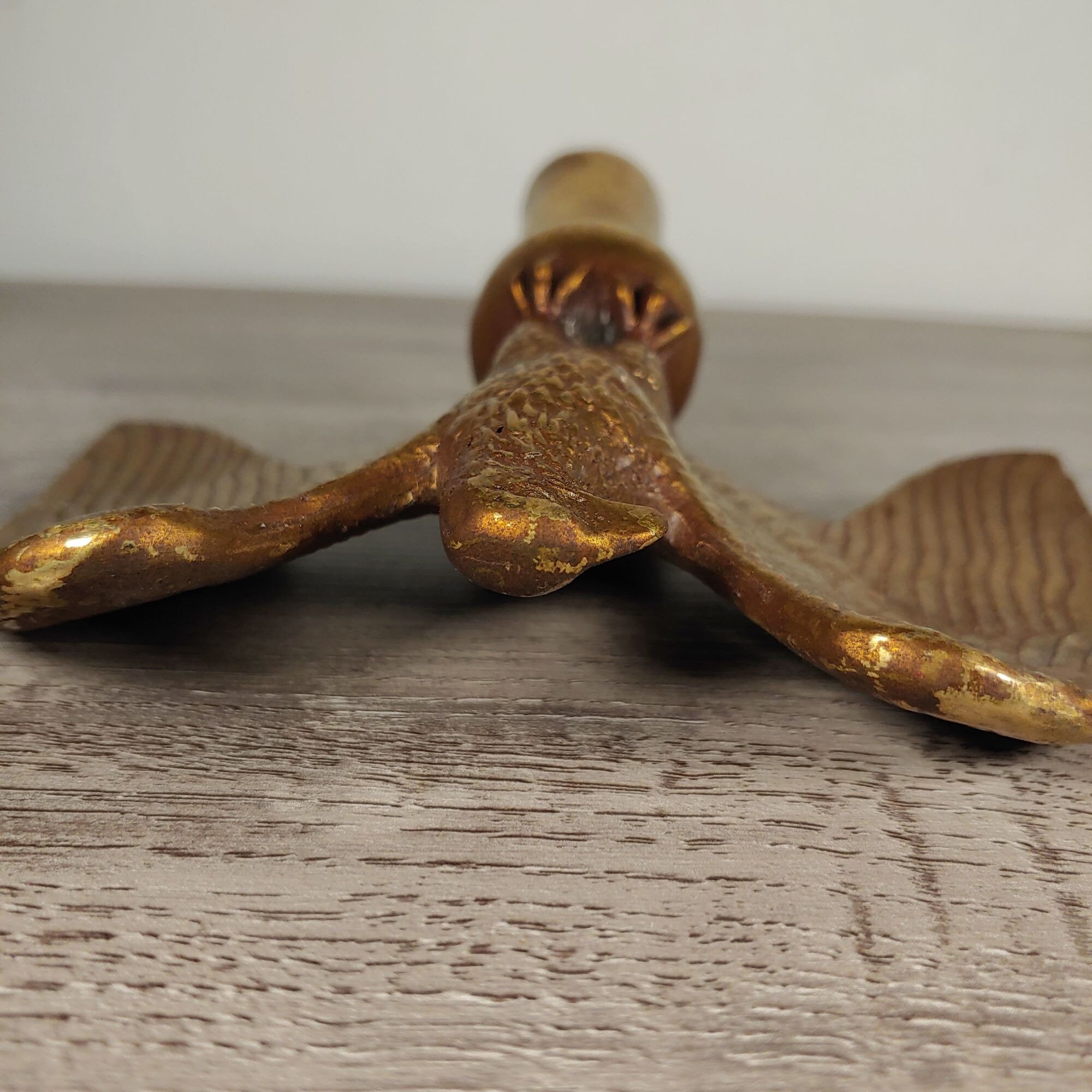 Vintage Antique Brass Eagle Flag Pole Finial Topper Large Mounted Eagle ...