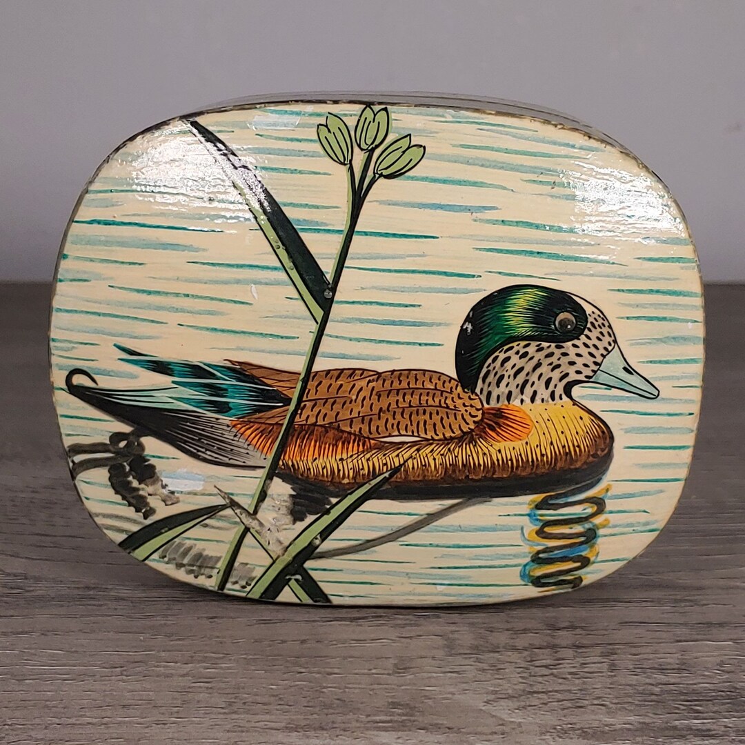 Vintage Paper Mache Duck Keepsake Box Hand-painted Duck Decoy ...