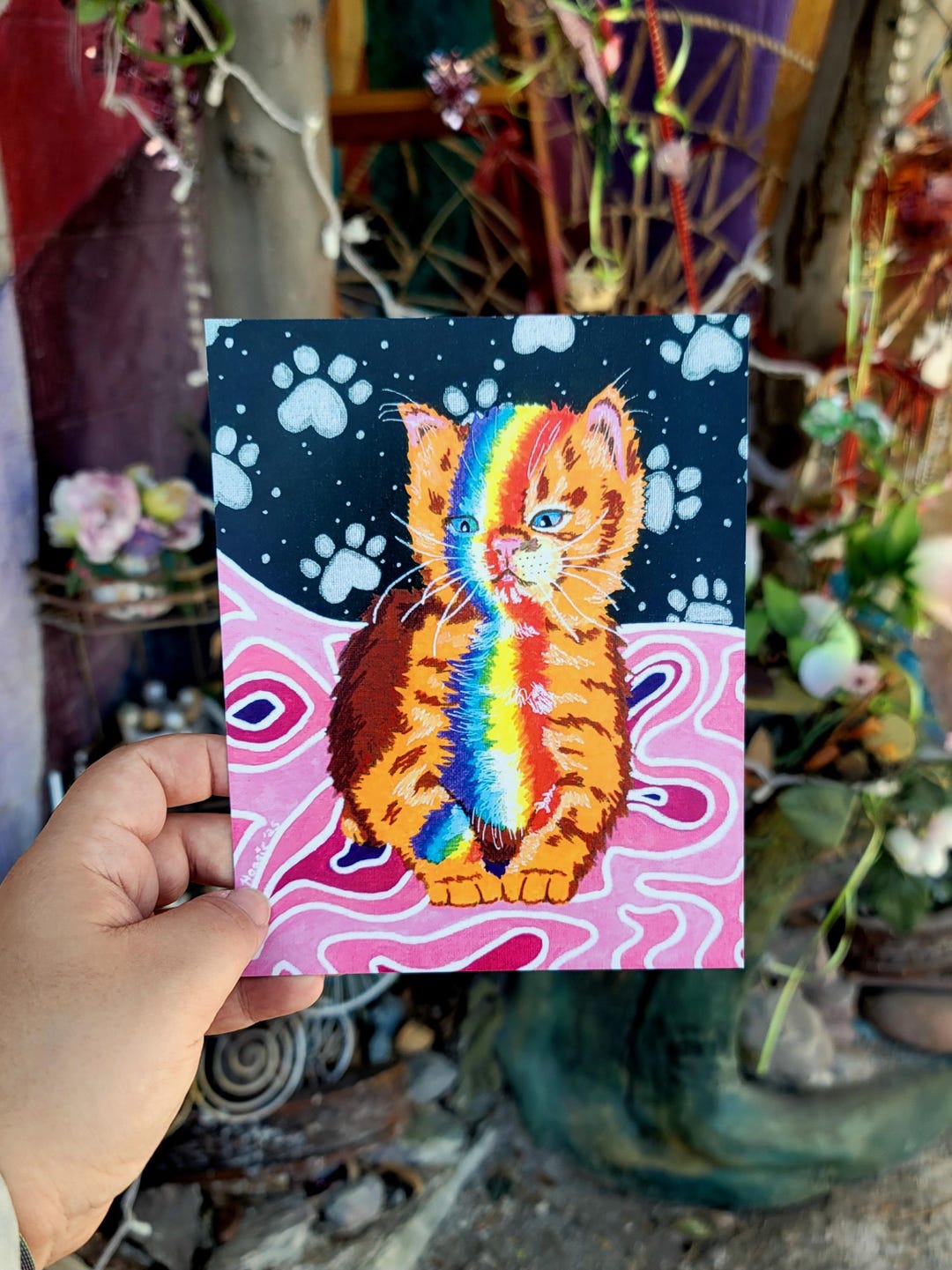 Cosmic Kitten Art Print: Rainbow Alien Art Cat Lover Gift (6x7.5) - Etsy