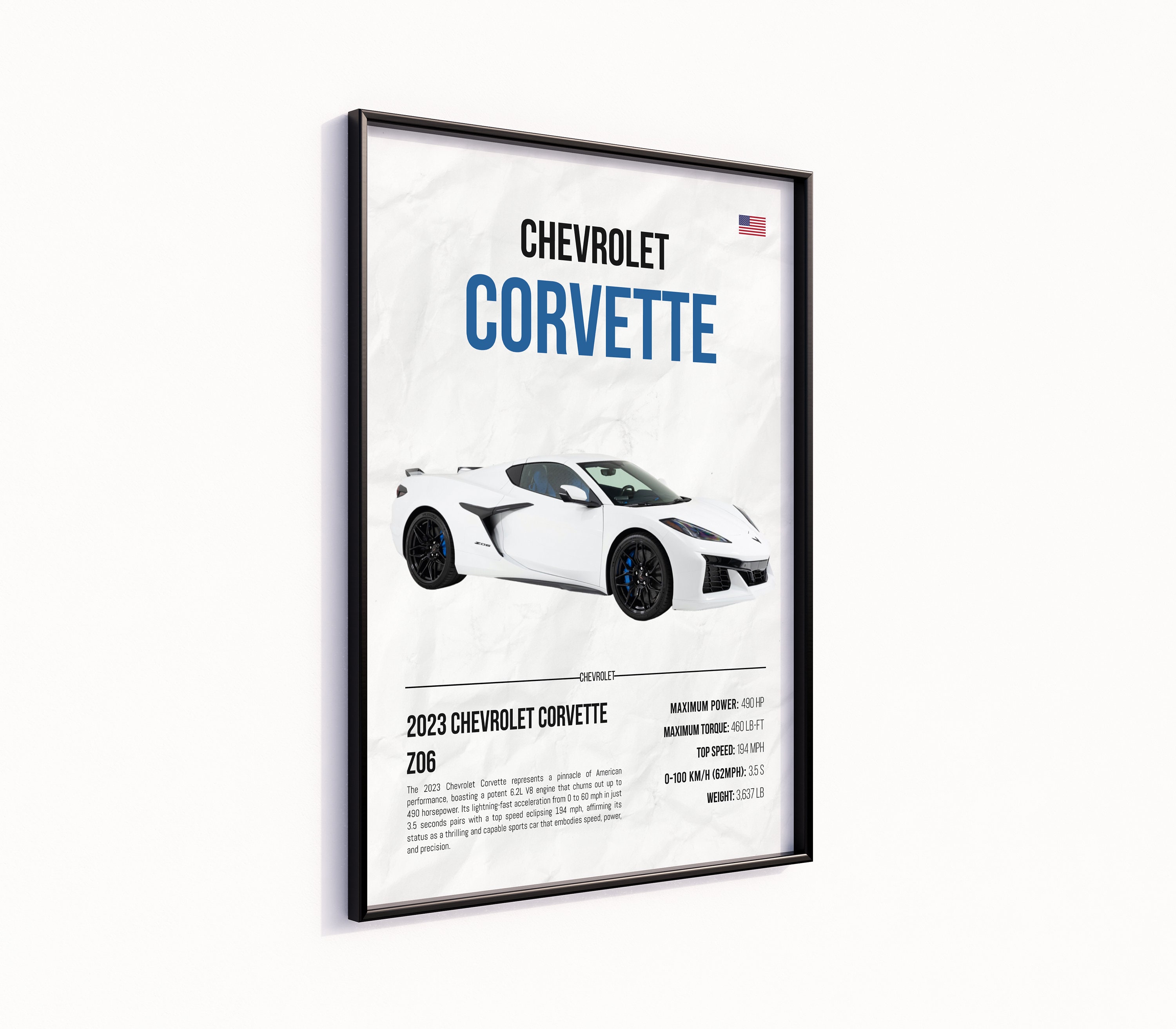 Chevrolet Corvette Z06 Poster Car Print, Digital Download, Cool, Wall ...