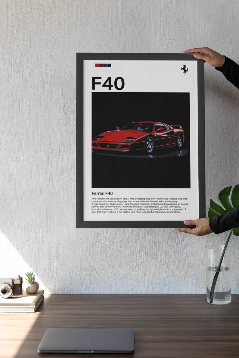 Digital Download Ferrari F40 Poster Car Print, Cool, Wall Print, Retro ...