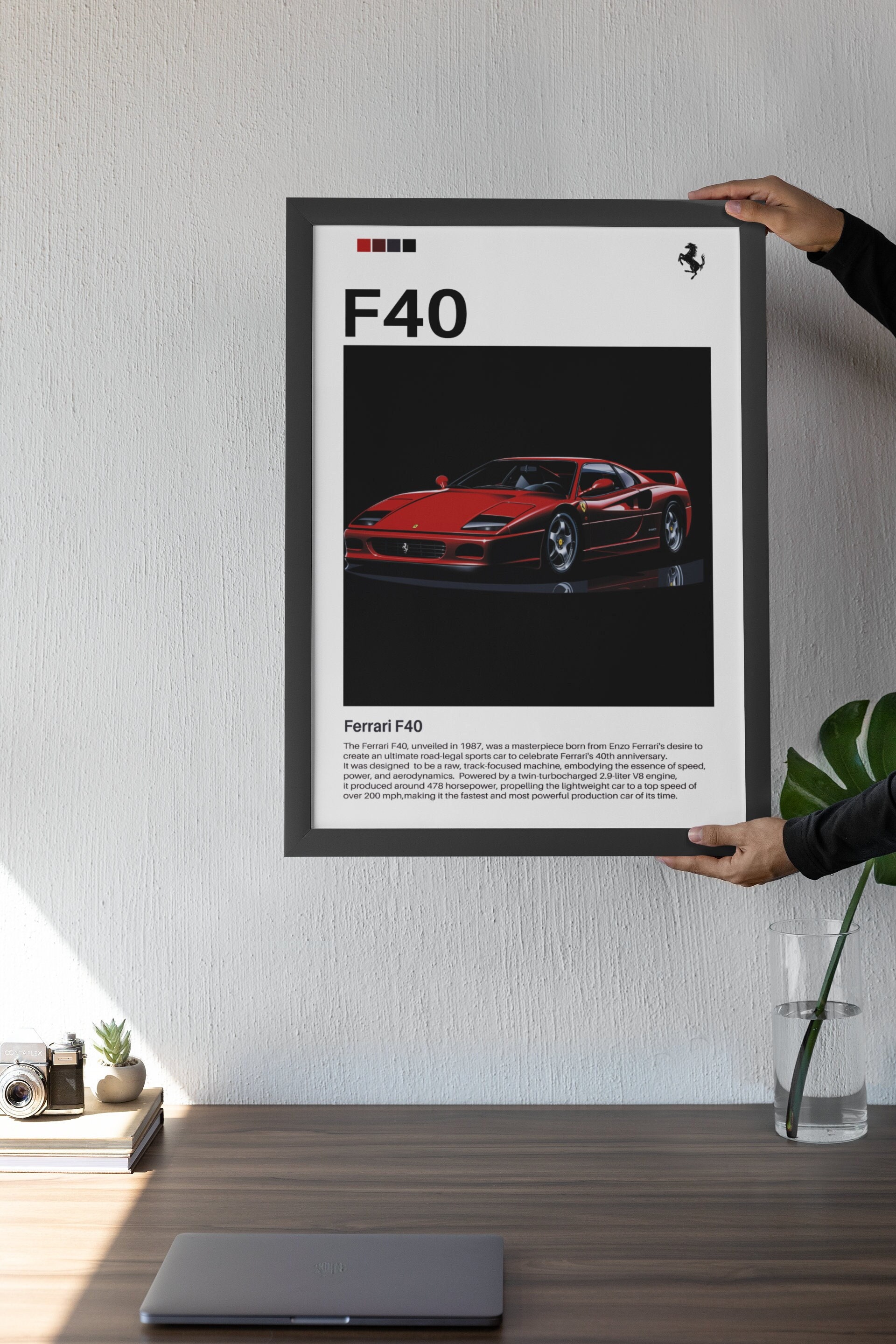 Digital Download Ferrari F40 Poster Car Print, Cool, Wall Print, Retro ...