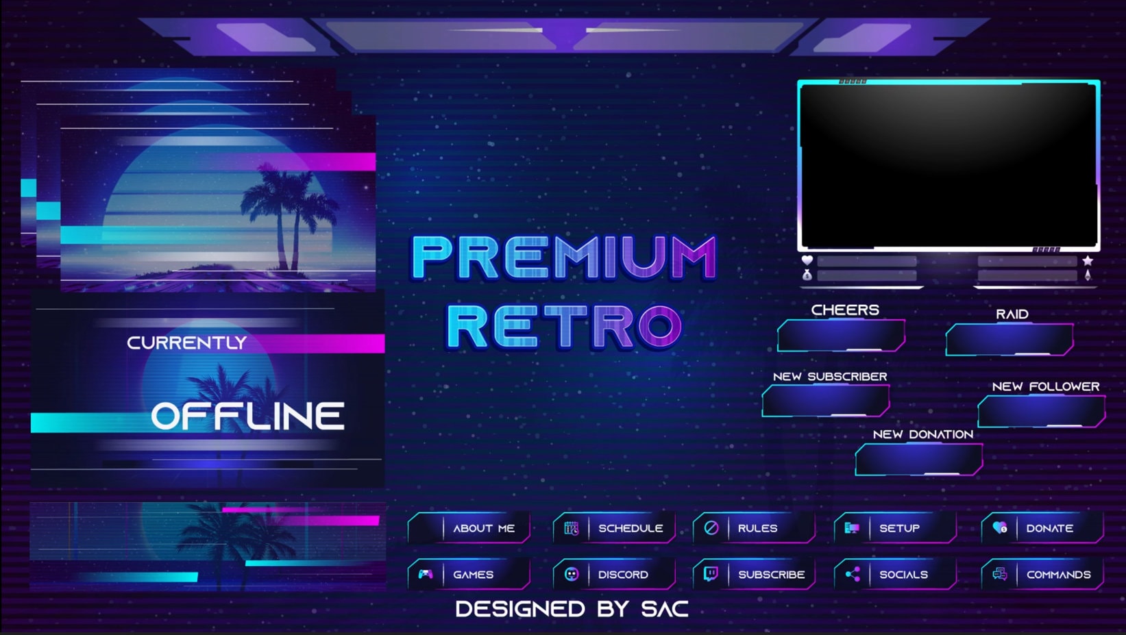 Neon Dreams: 80s Retro Twitch Stream Overlay for a Stylish Vibe! - Etsy