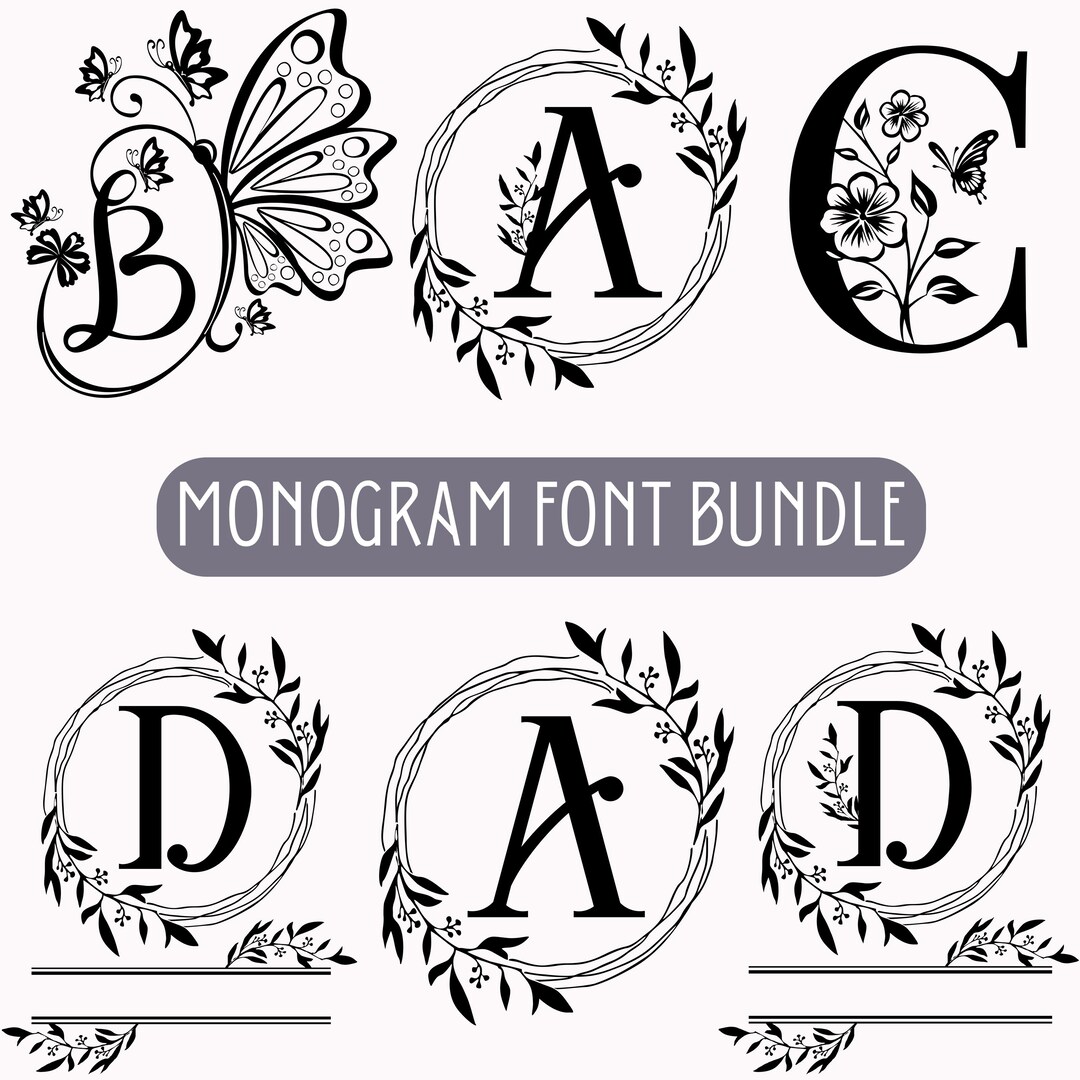 Fancy Monogram Font Bundle: Crocus, Butterfly, Viktoria (OTF, TTF ...