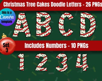 Christmas Tree Cakes Doodle Letters: Holiday PNG Clipart (digital ...