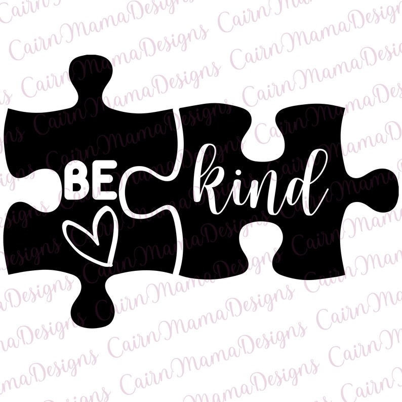 Be Kind Puzzle Piece Design: Autism Awareness (PNG, SVG) - Etsy