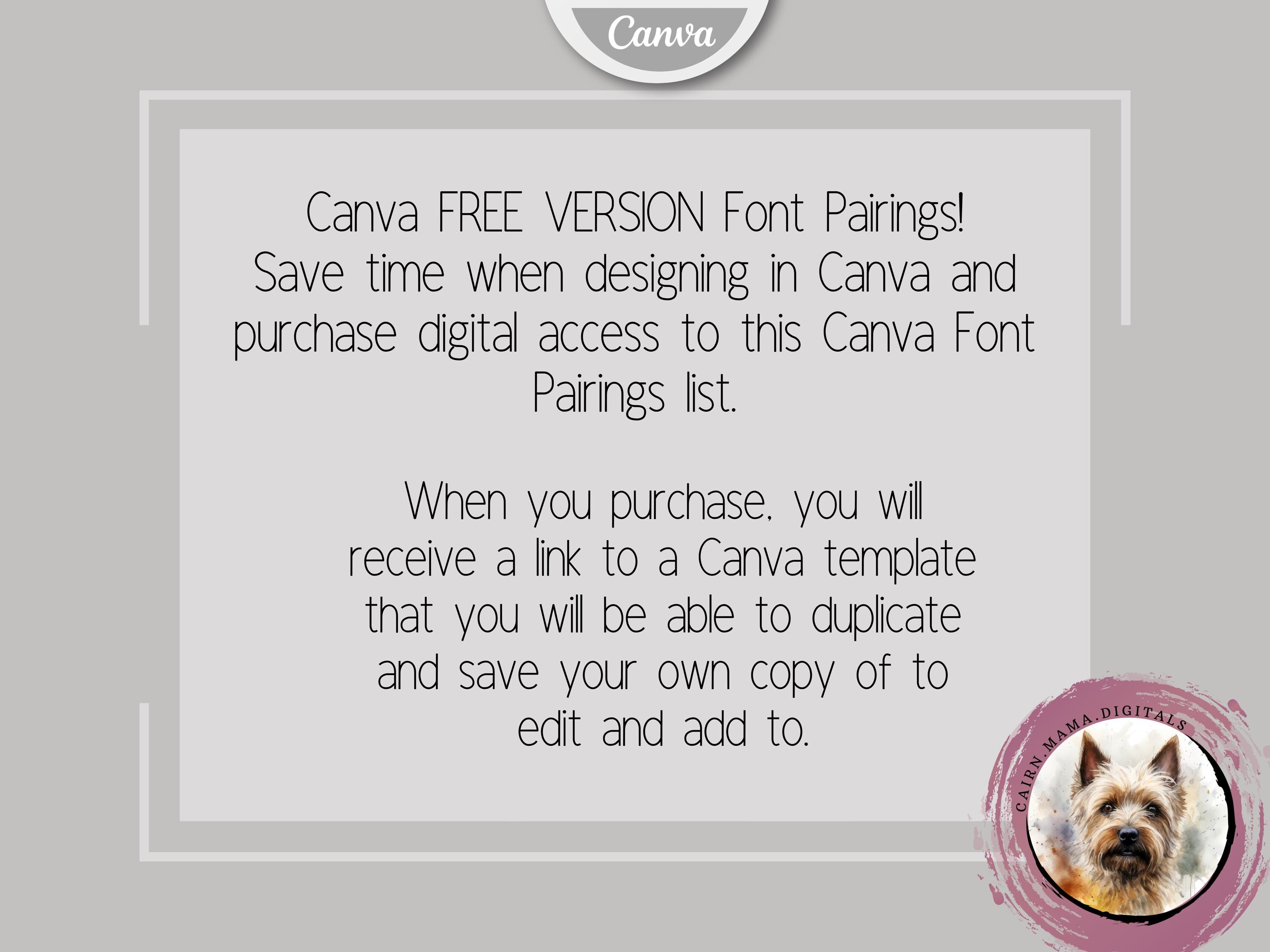 Canva Font Cheat Sheet: 41 Elegant Font Pairings (digital Download) - Etsy