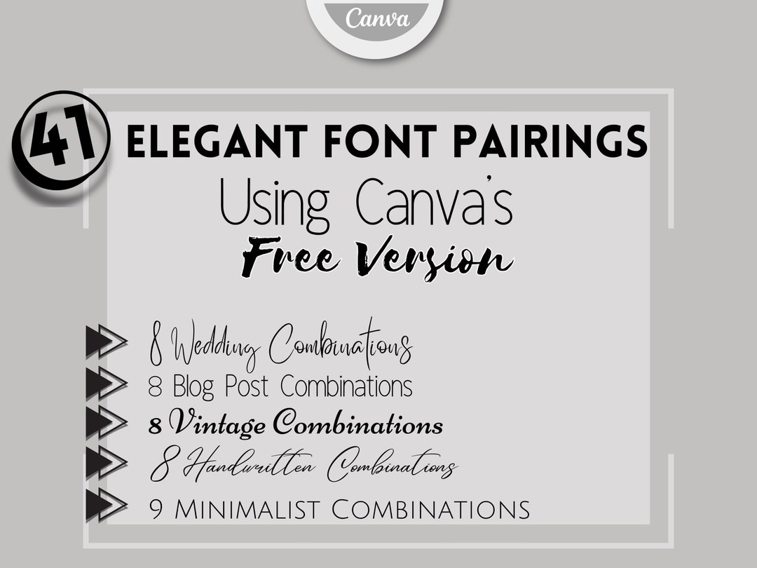 Canva Font Cheat Sheet: 41 Elegant Font Pairings (digital Download) - Etsy