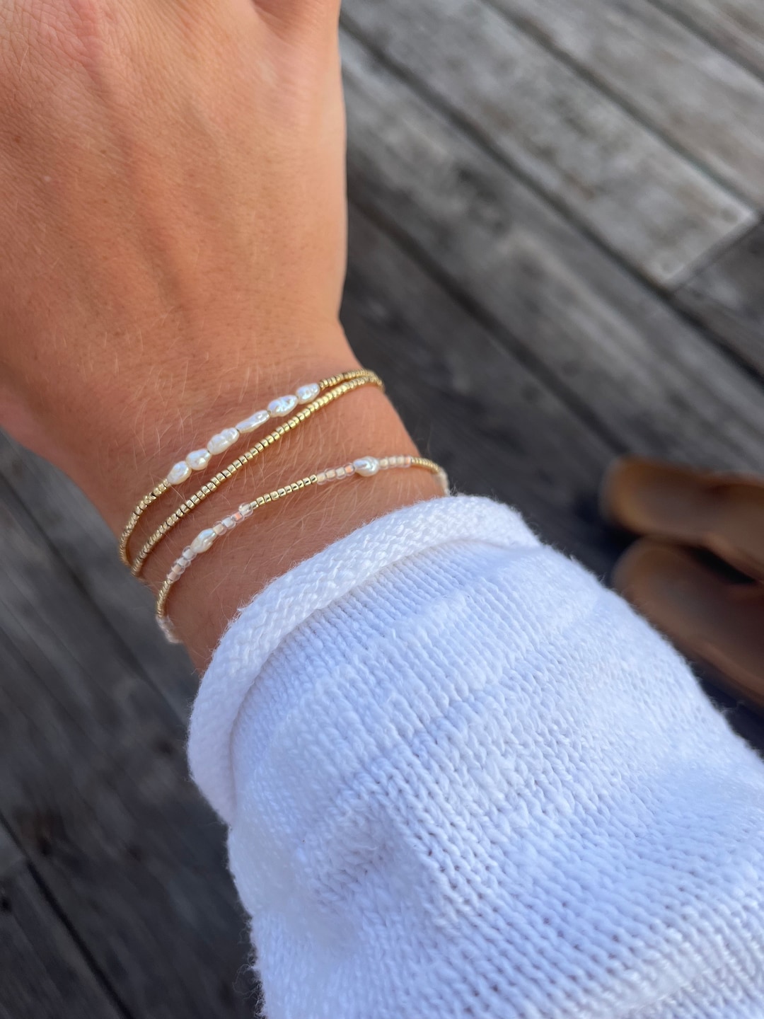 Connie Bracelet | Small Beaded Bracelet, Seed Bead Bracelet for Women, Dainty Bracelet, Gold ...