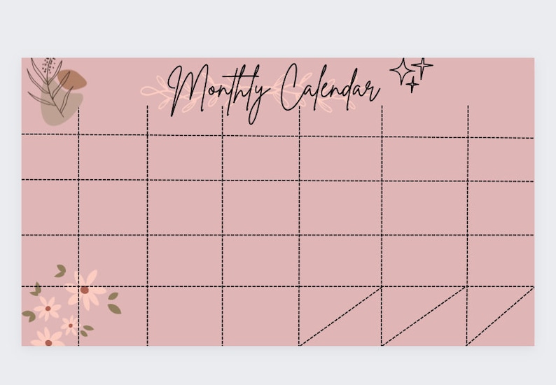 Aesthetic Monthly Calendar Template - Etsy
