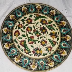 Vintage Brass Byzantine 7.5" Plate With Enameled Designs - Etsy