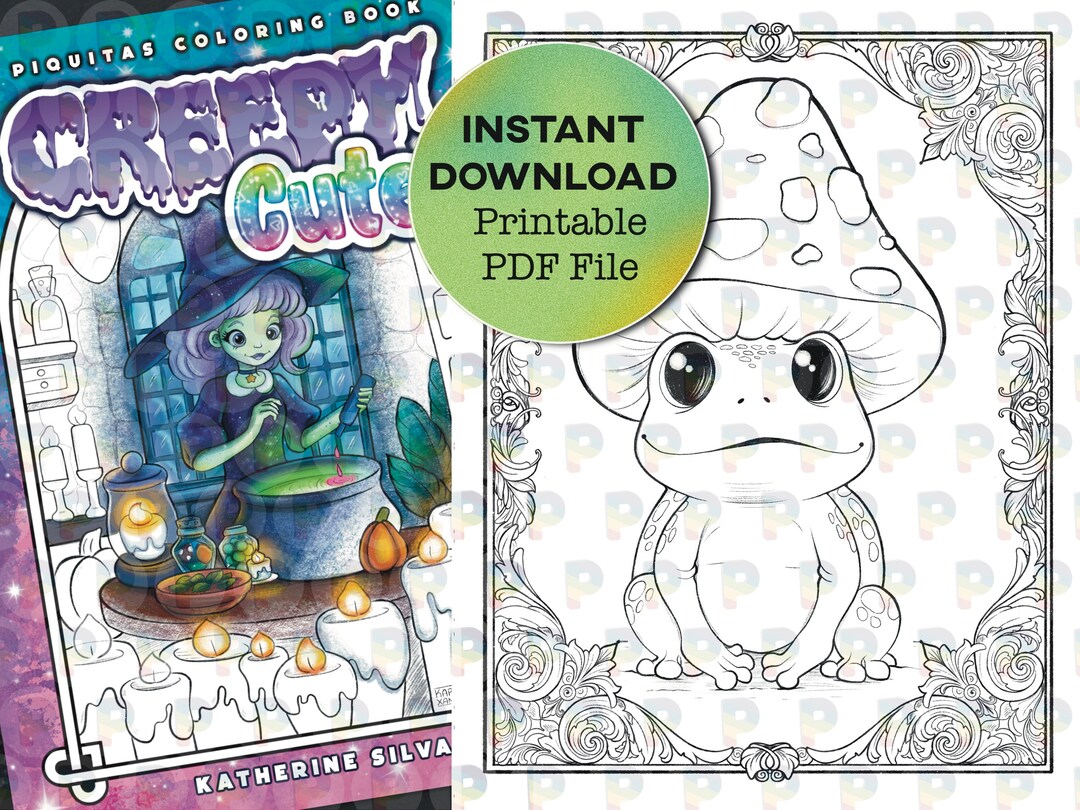 Creepy Cute Toad Halloween Spooky Adult Coloring Page for Relaxing ...