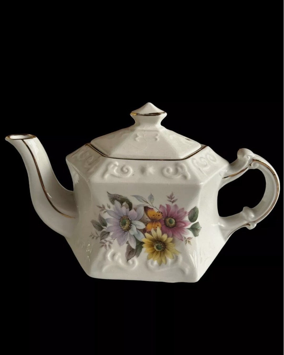 Vintage WOOD and SONS England ELLGREAVE Tea Pot 1960s Flowers - Etsy