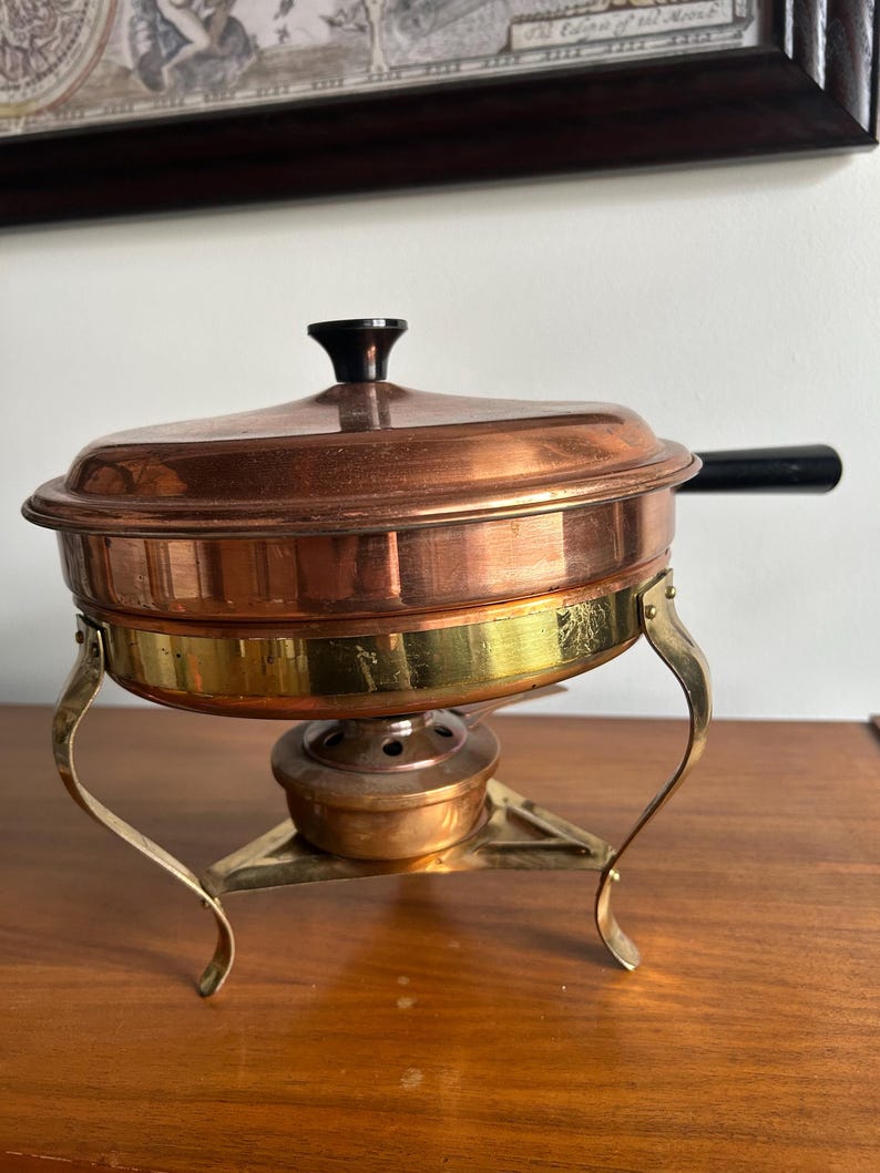 Vintage MCM Copper and Brass Chafing Dish - Etsy