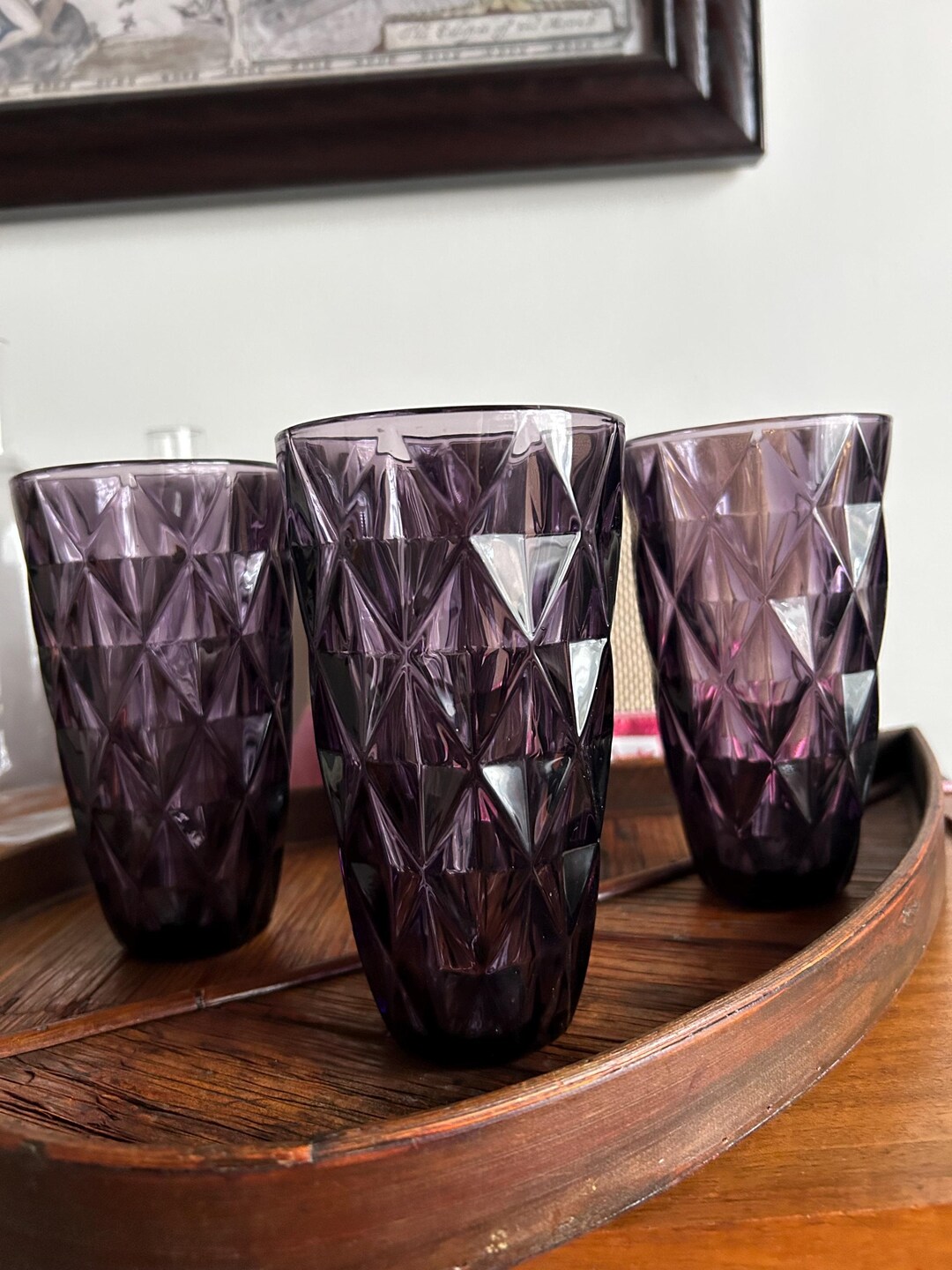 Purple Vintage Drinking Glasses, Set of 4, Vintage With Slight Uranium ...