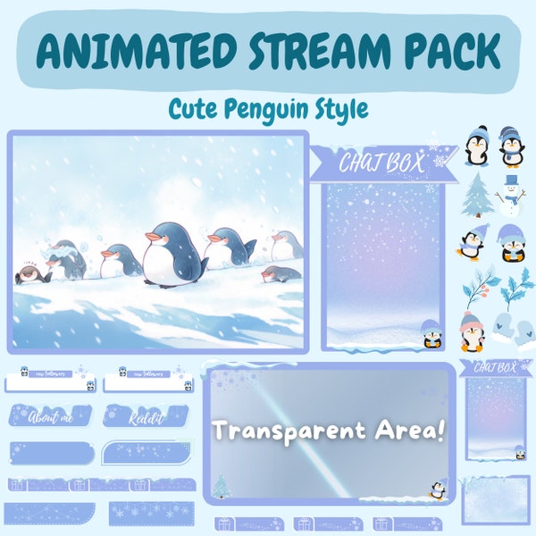 Twitch Overlay Animated Penguin - Etsy