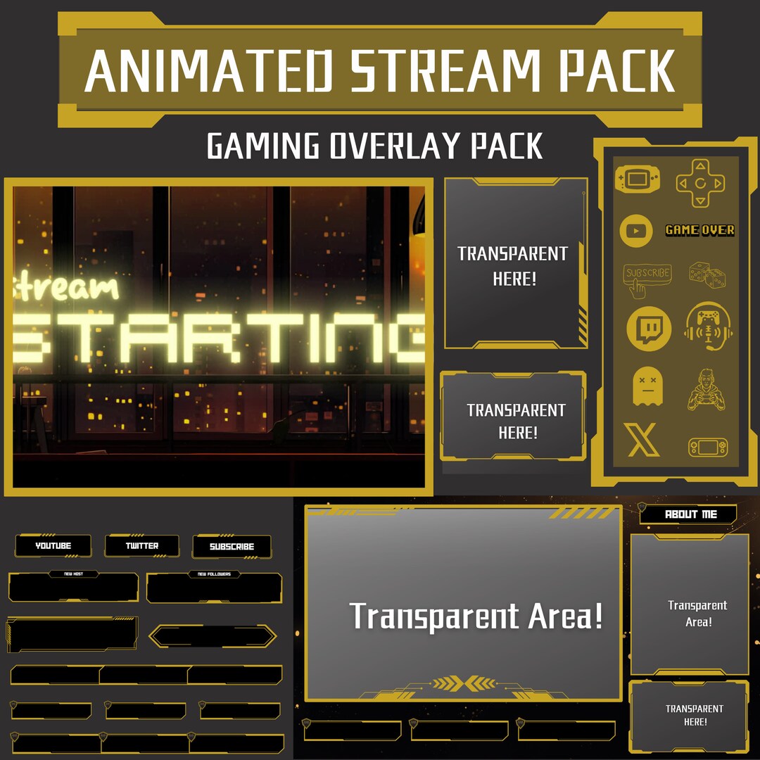Golden Gaming Twitch Overlay Animated Overlay Stream Overlay Twitch ...